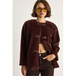 Texturierter Gabardine-Mantel mit Knopfleiste und Jacketkragen