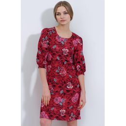 Besticktes Blumendesign-Midikleid mit Dreiviertel&auml;rmeln