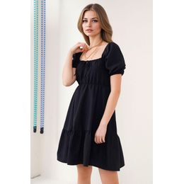 Quadratisch ausgeschnittenes A-Linien Mini-Kleid mit Schleife