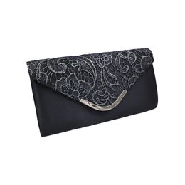 Steuer Modeschmuck Abendtasche Seidenoptik in blau und Spitzenbesatz