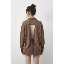 Gestreiftes Button-Up-Hemd mit Krawatten-Detail