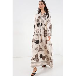 Gemustertes V-Ausschnitt Maxikleid