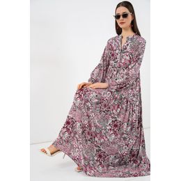 Gemustertes V-Ausschnitt Maxikleid