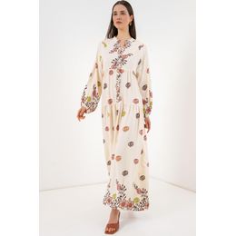 Gemustertes V-Ausschnitt Maxikleid
