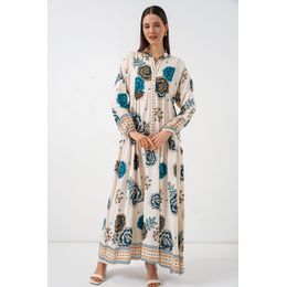 Gemustertes V-Ausschnitt Maxikleid