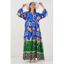 Gemustertes V-Ausschnitt-Maxikleid