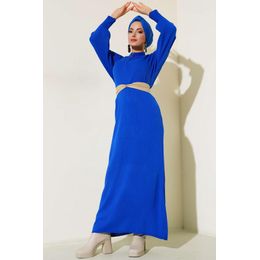 Maxi Rollkragen Rippstrickkleid