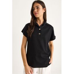 L&auml;ssiges Polo-T-Shirt mit Knopfleiste