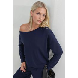 Asymmetrischer Kragen Relaxed Fit Sweatshirt