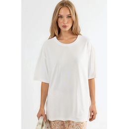 T-Shirt mit Schlitzdetails und Rundhalsausschnitt, kurzarm
