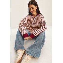 Gestreiftes Kapuzen-Sweatshirt mit Kordelzug