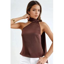 Asymmetrische Kragen Satin Bluse