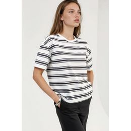 &Uuml;bergro&szlig;es gestreiftes Rundhals-T-Shirt