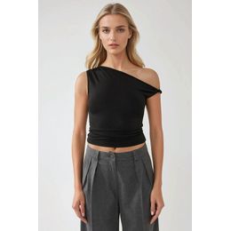Asymmetrisches Neck Off-Shoulder Slim Fit Top