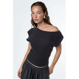Bootsausschnitt gerippte Bluse