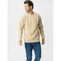Rundhalspullover TEESHOPPEN "TEESHOPPEN Pullover Sweatshirt", Herren, Gr. M, sand, Obermaterial: 65% Baumwolle, 35% Polyester, Pullover Rundhalspullover