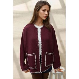 Gestreifter langer Strickcardigan