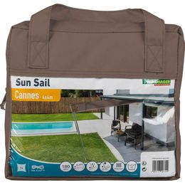 Sonnensegel Windhager "Cannes, Quadrat Segel zur Beschattung von Garten, Terrasse, Balkon", grau (taupe), B:400cm T:400cm, Polyester, Sonnensegel, Sonnenschutz 4 x 4 m, erh&auml;ltlich in anthrazit, grau, taupe oder wei&szlig;