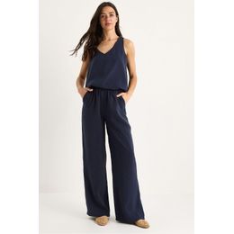 V-Ausschnitt Baumwollbluse-Hosen Zweiteiliges Set