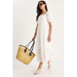 Guipure-Spitzen-Midikleid mit quadratischem Kragen