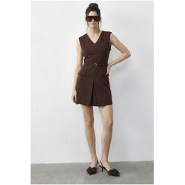 G&uuml;rteltier V-Ausschnitt Mini-Kleid