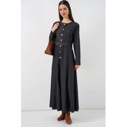 G&uuml;rteldesign Denim-Midikleid