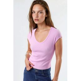 V-Ausschnitt Ripp-Bluse