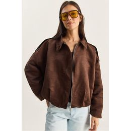 Oversized Kunstlederjacke