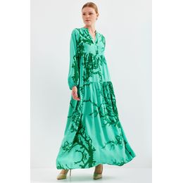 Bedrucktes V-Ausschnitt Maxikleid
