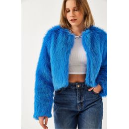 Boxy Crop Kunstfellmantel