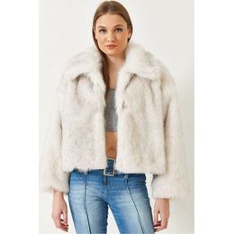 Gek&uuml;rzter offener Fleece-Mantel mit langen &Auml;rmeln