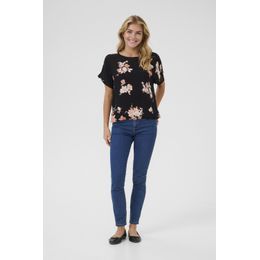 Kaffe &Auml;rmellose Bluse Loose fit Black / Peach Flower Print floral