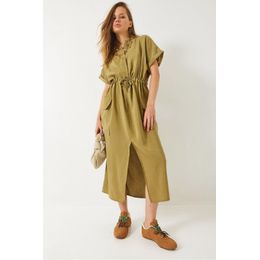 L&auml;ssiges Midi-Kleid mit Hemdkragen und Taschen