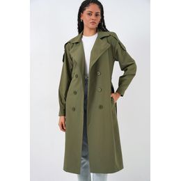Langer Doppelreihiger Trenchcoat