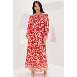 Mustered Maxi-Kleid mit Bindung