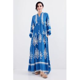 Gemustertes V-Ausschnitt Maxikleid