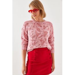 Abstrakter Strickpullover mit Rippdetails