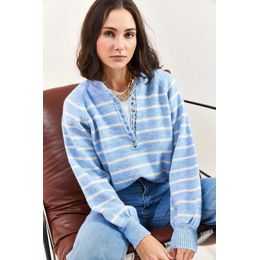 Knopfkragen L&auml;ssig Sitzender Strickpullover