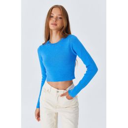 Langarm Basic Crop Stricktop