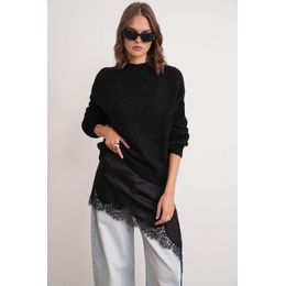 L&auml;ssiger Pullover mit Rundhalsausschnitt aus dickem Strick