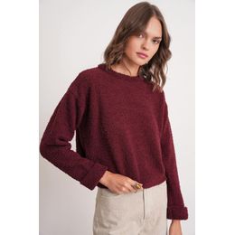 Pl&uuml;schstrick-Crop-Pullover