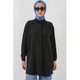 Oversized Langarm-Bluse mit Knopfleiste und Hemdkragen