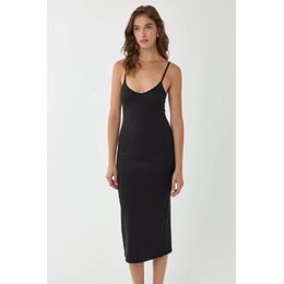 V-Ausschnitt Bodycon Midikleid mit d&uuml;nnen Tr&auml;gern
