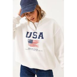 Rei&szlig;verschlussbedruckter Pullover