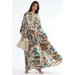 V-Ausschnitt Gemustertes Maxikleid