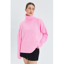 Oversize Rippstrick Rollkragensweater
