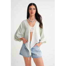 Strukturierte V-Ausschnitt Bolero-Bluse