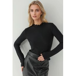 Strukturiertes Slim Fit Crew-Neck Langarmoberteil