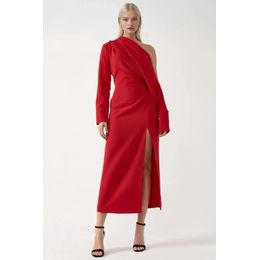 Asymmetrisches Kragen-Kleid mit Schlitzen im Bodycon-Midi-Stil