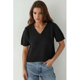 V-Ausschnitt Kurzarmpullover